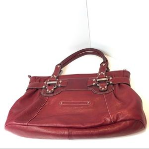 b. makowsky | Bags | B Makowsky Leather Shopper Tote Handbag Deep Red ...